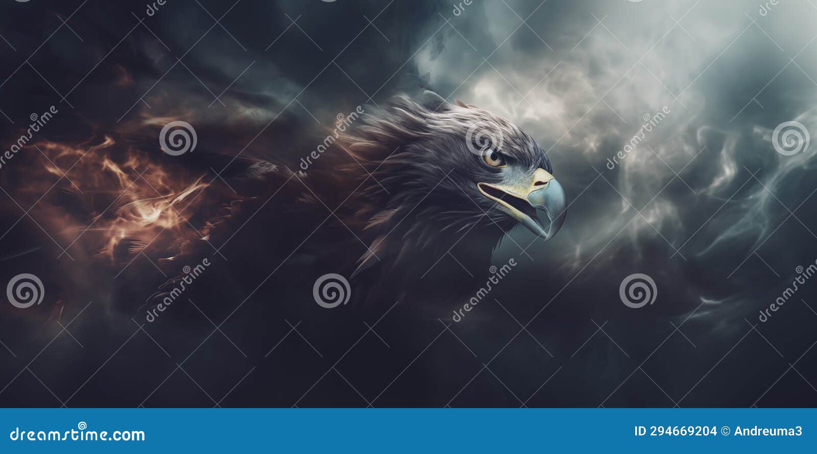 Eagle Coming Out of the Smoke Stock Illustration - Illustration of ...