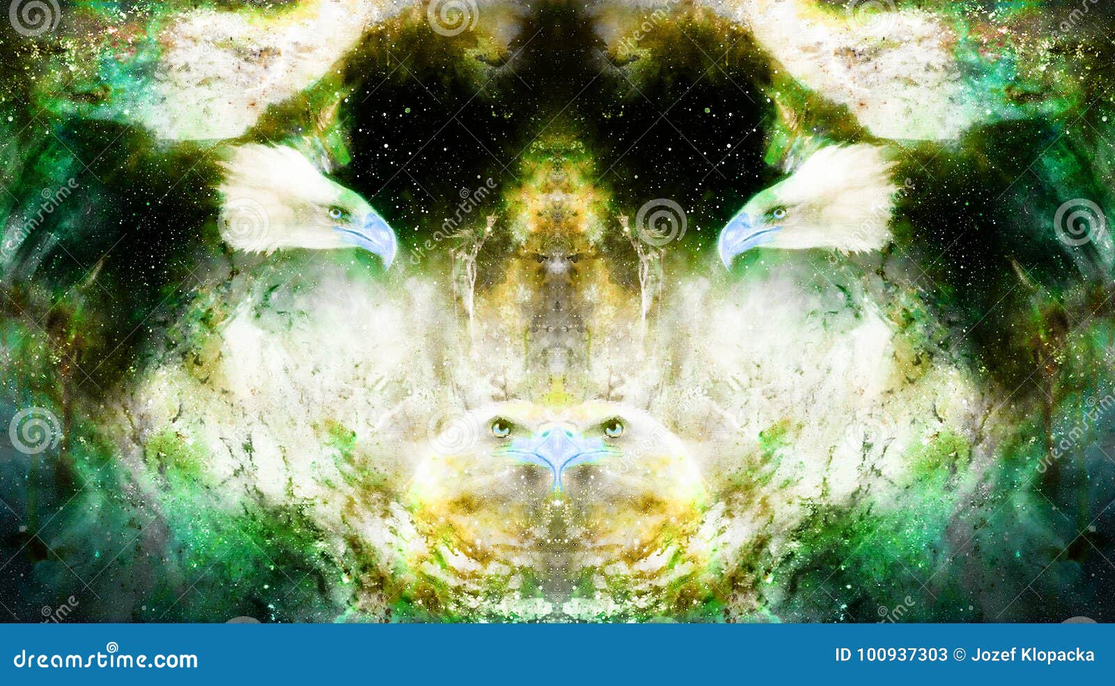 Eagle in Cosmic Space. Profile Portratit. Computer Collage. Stock ...