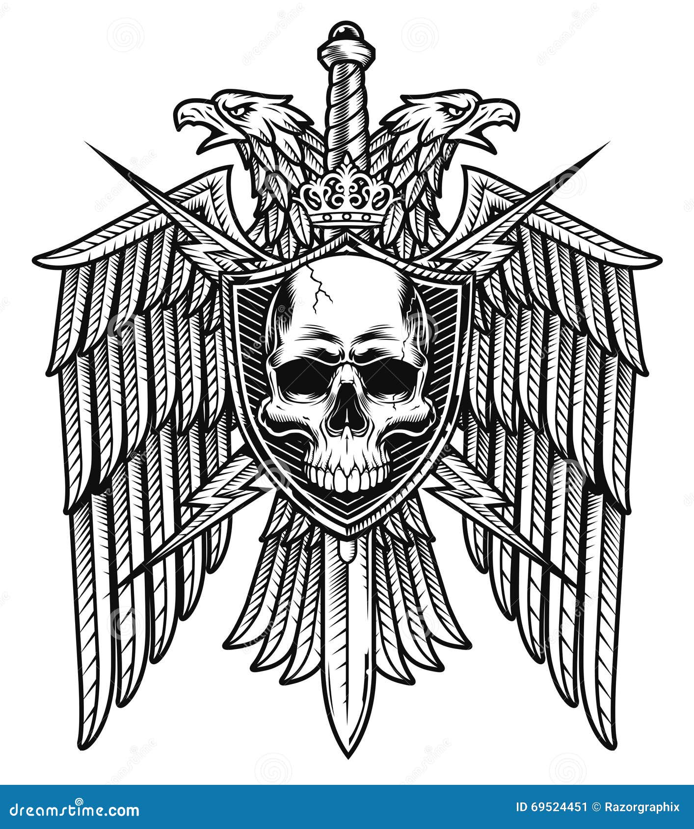 Eagle Crest Skull Shield Coat of Arms Stock Vector - Illustration of ...