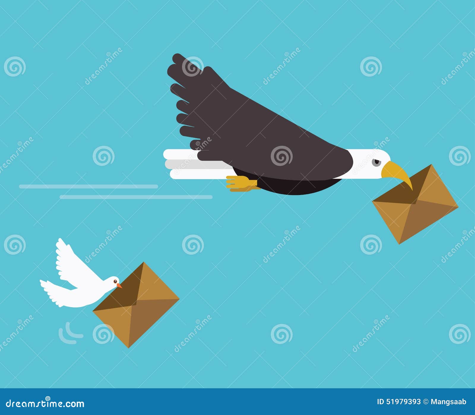 Eagle and Dove Mail Delivery. Stock Vector - Illustration of ...