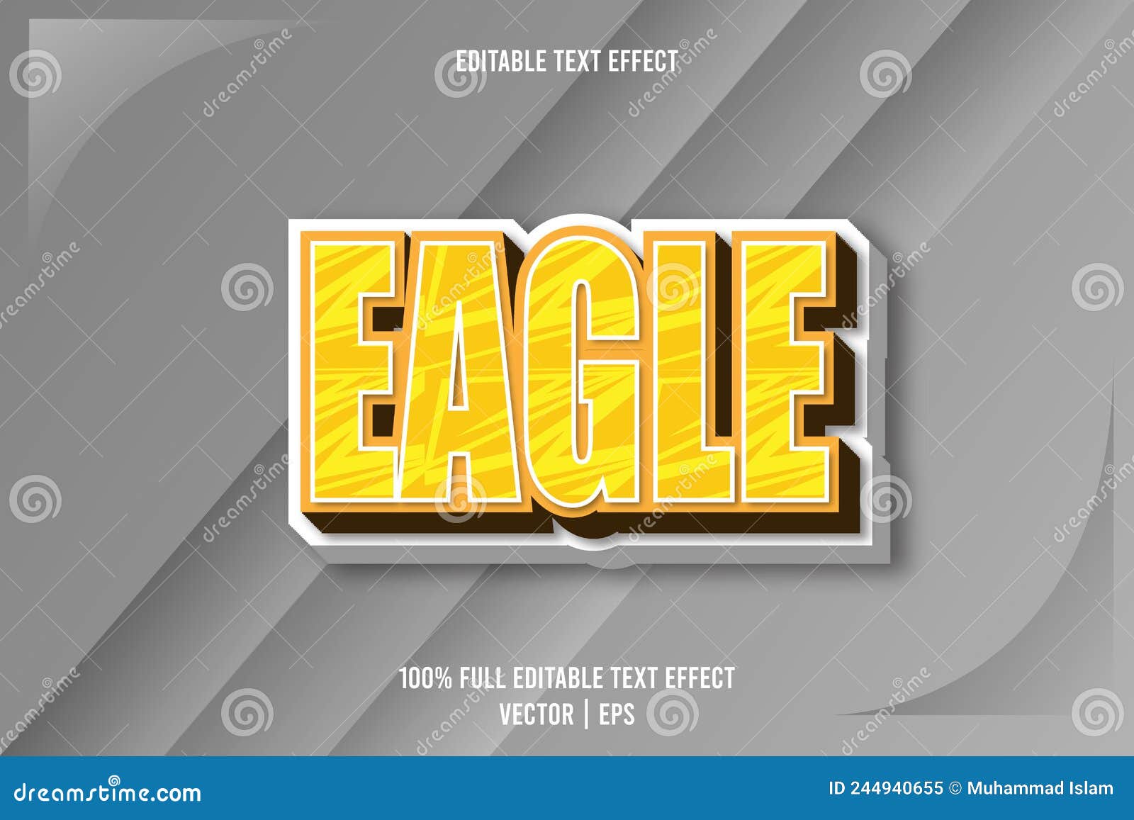 Eagle Editable Text Effect 3 Dimension Emboss Cartoon Style Stock ...