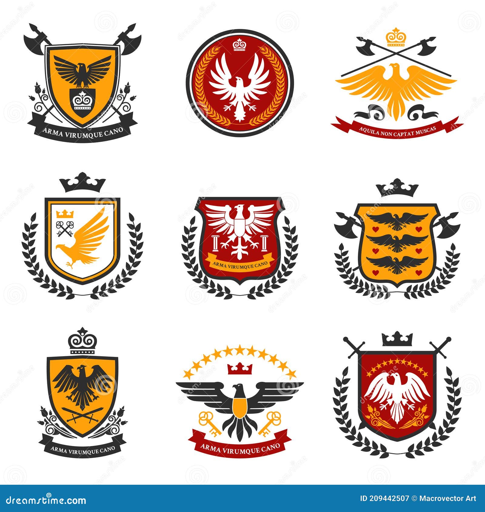 Eagle Emblem Set Vector Design Illustration Stock Vector - Illustration ...