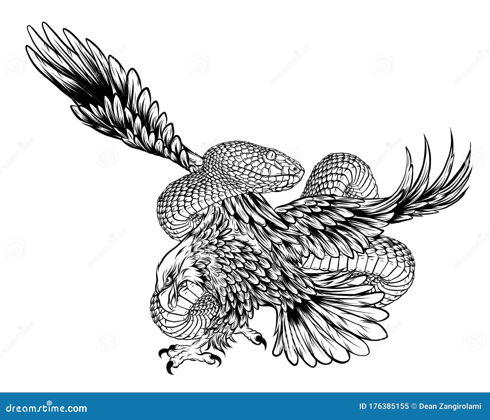 Fight Snake Vs Turtle Tattoo. Set Of Labels And Elements. Vector Set ...