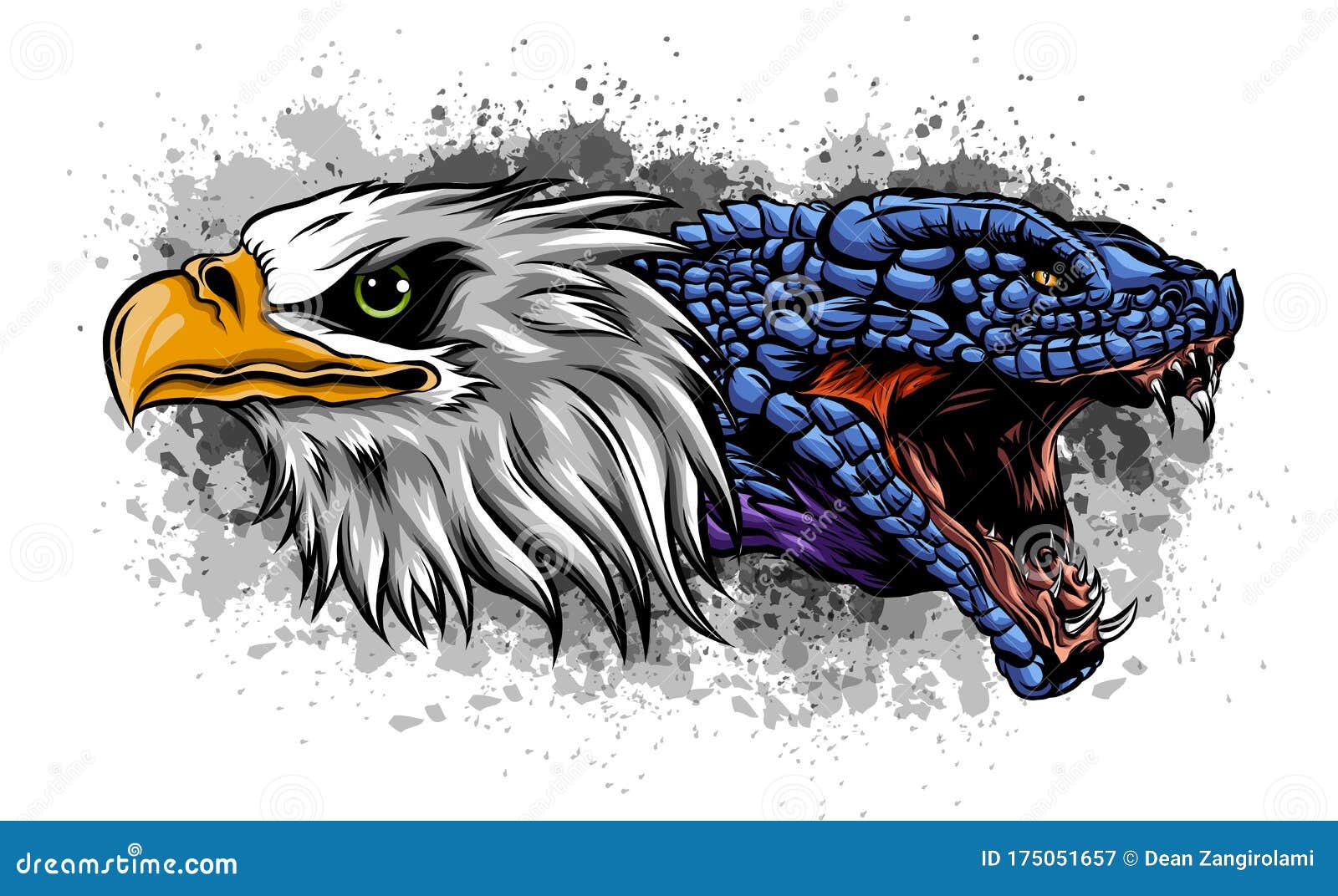 Eagle Fighting a Snake Serpent . Tattoo Style Vector Stock Vector ...