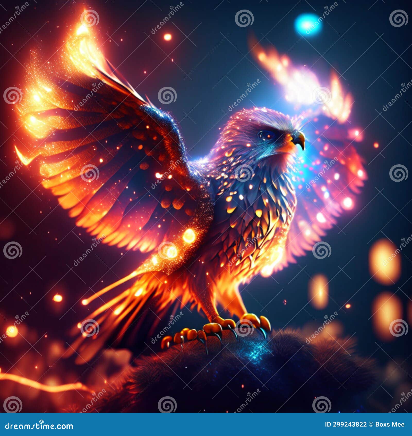 Eagle with Fire Effect. 3D Rendering, 3d Illustration Stock ...