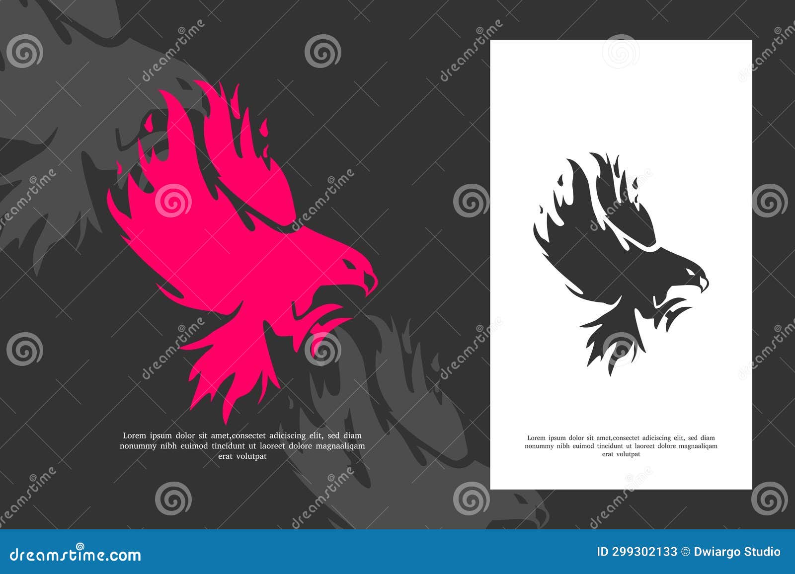 Eagle With Fire Flame Logo Design Vector Illustration | CartoonDealer ...