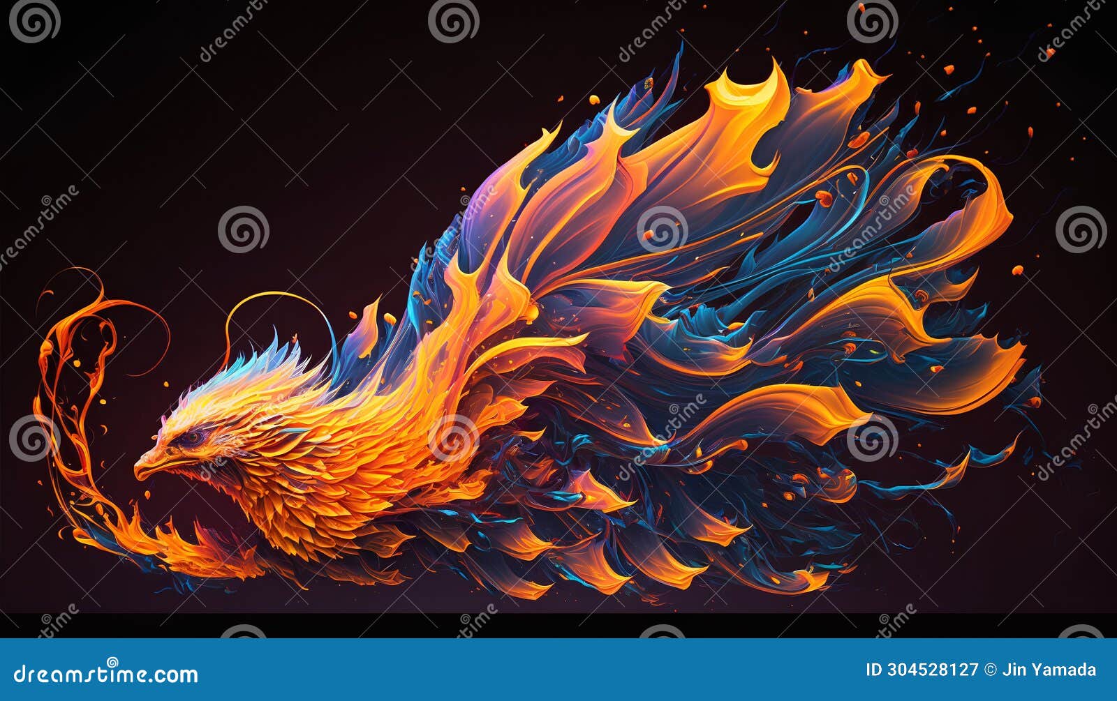 Eagle in Fire. Vector Illustration of a Bird in Fire Stock Illustration ...
