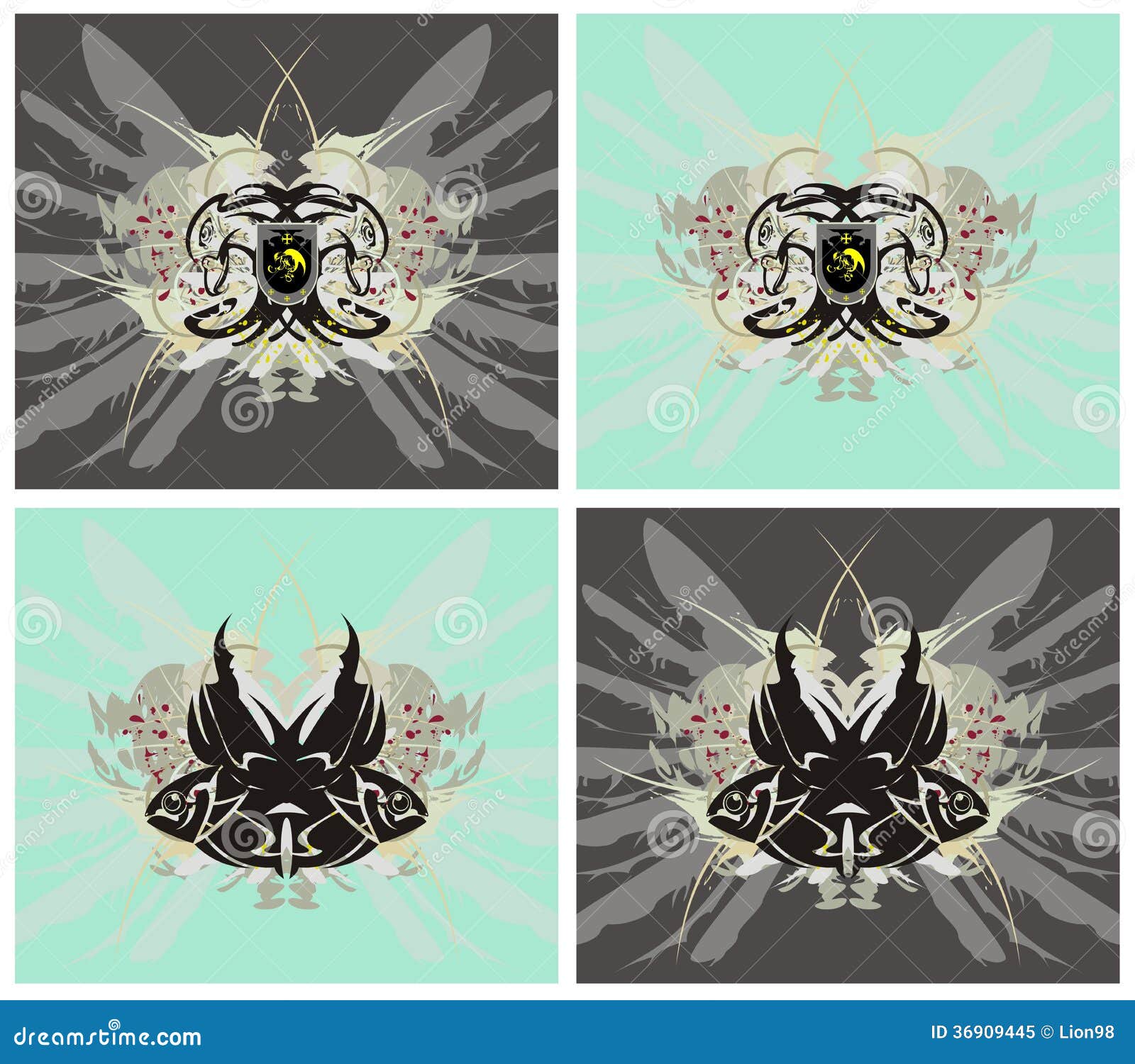 Eagle and fish symbols stock vector. Illustration of fish - 36909445