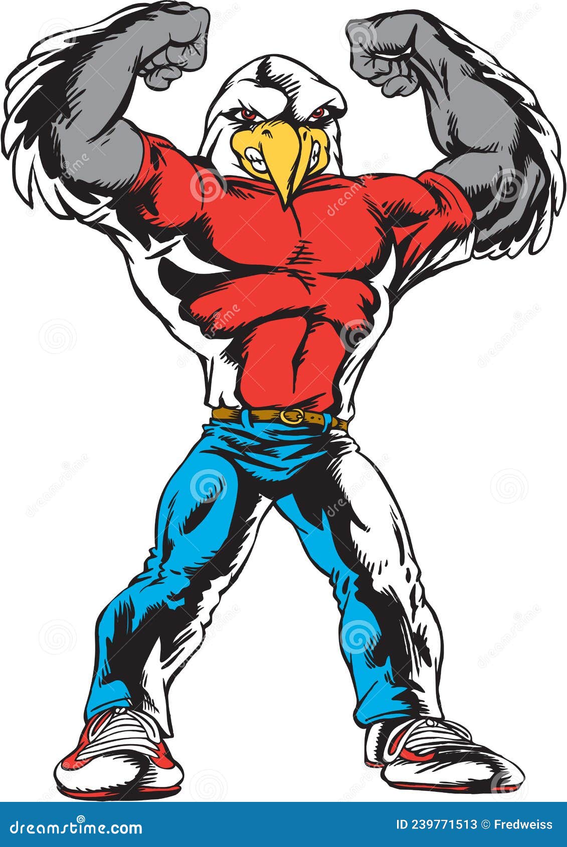 Eagle Flexing Muscles Vector Illustration Stock Vector - Illustration ...