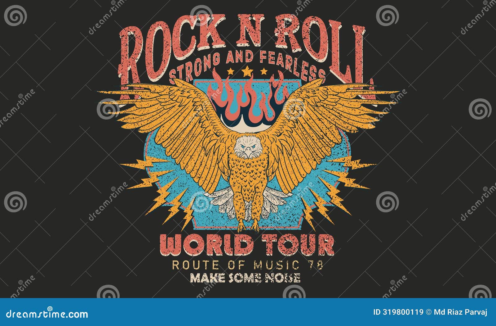 Eagle Fly Artwork. Music World Tour Design Stock Illustration ...
