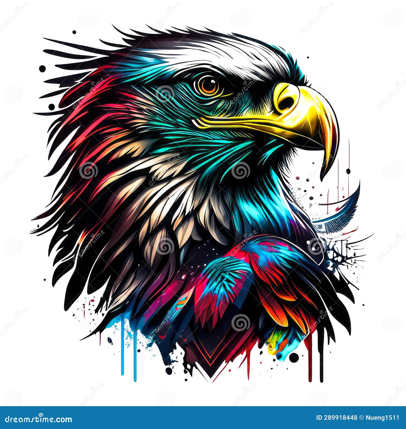 Eagle Fly Graffiti on White Background Stock Illustration ...