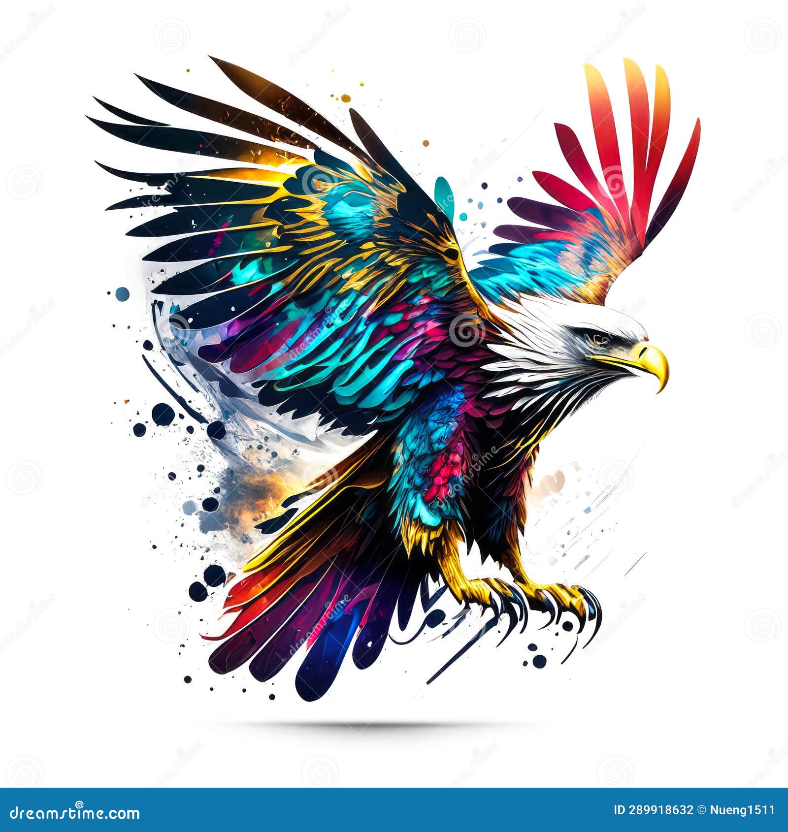 Eagle Fly Graffiti on White Background Stock Illustration ...