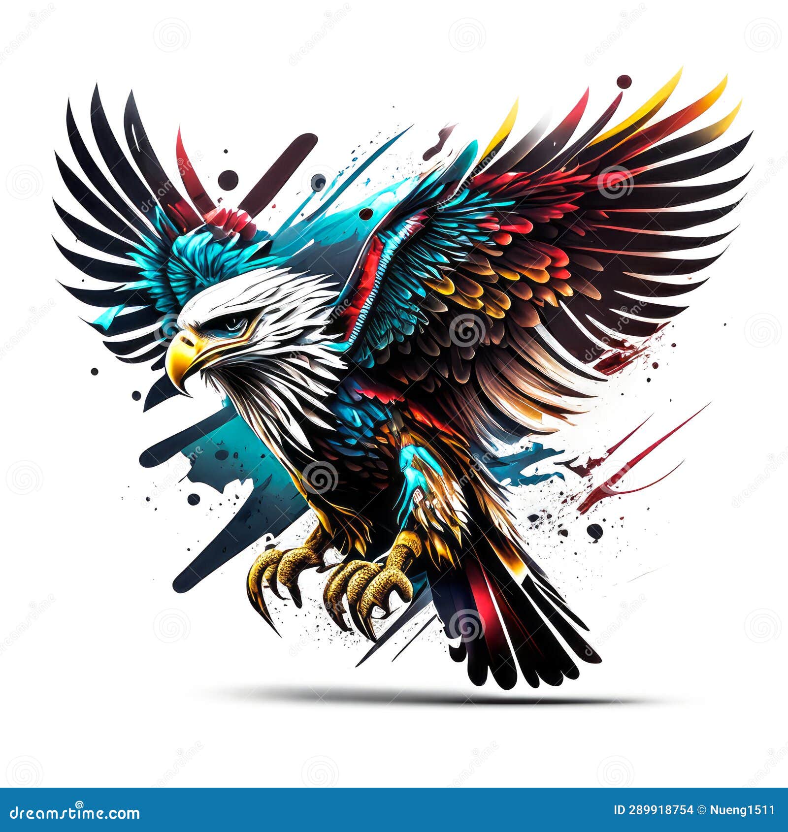 Eagle Fly Graffiti on White Background Stock Illustration ...