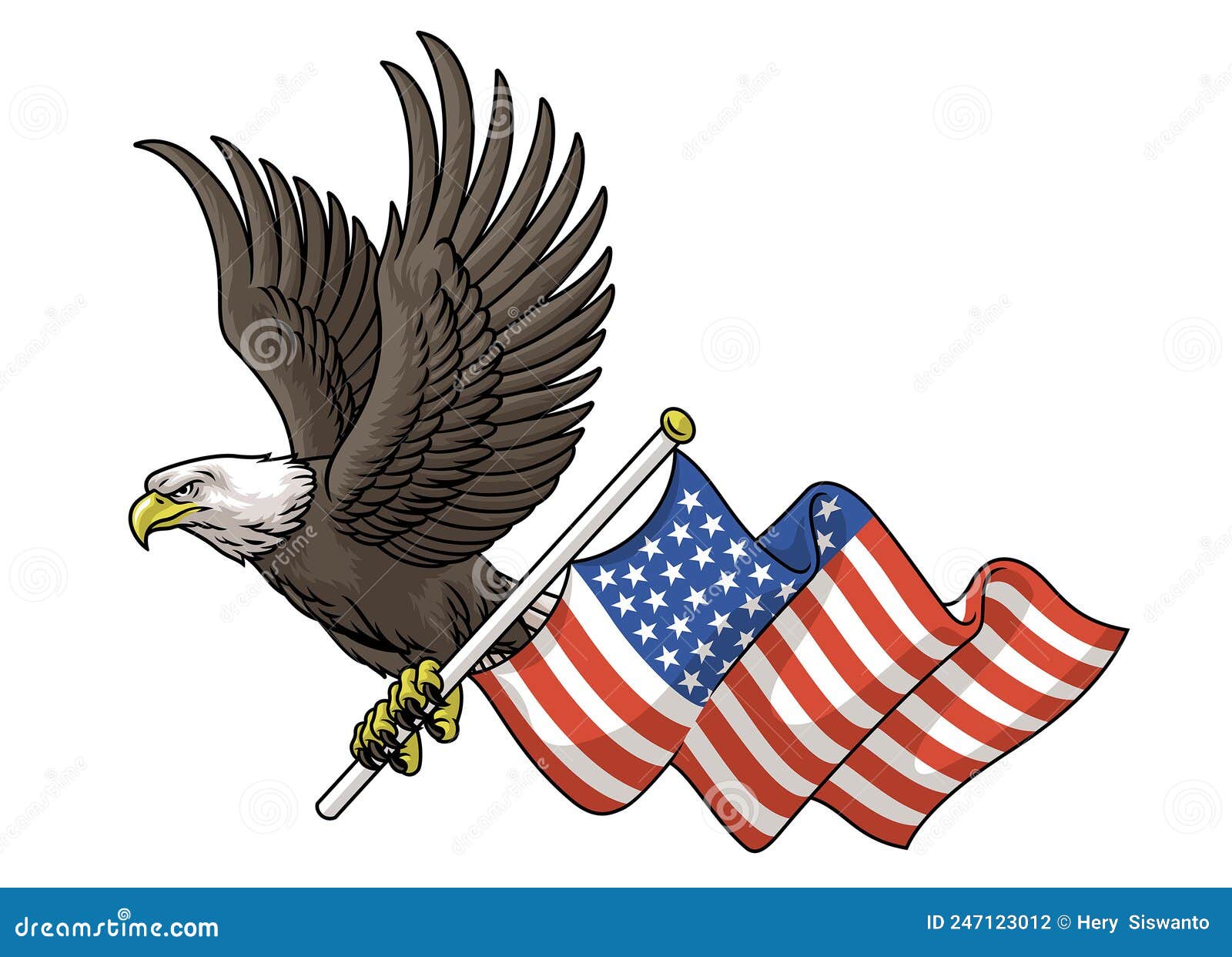 Eagle Fly Holding the USA Flag Stock Vector - Illustration of drawing ...