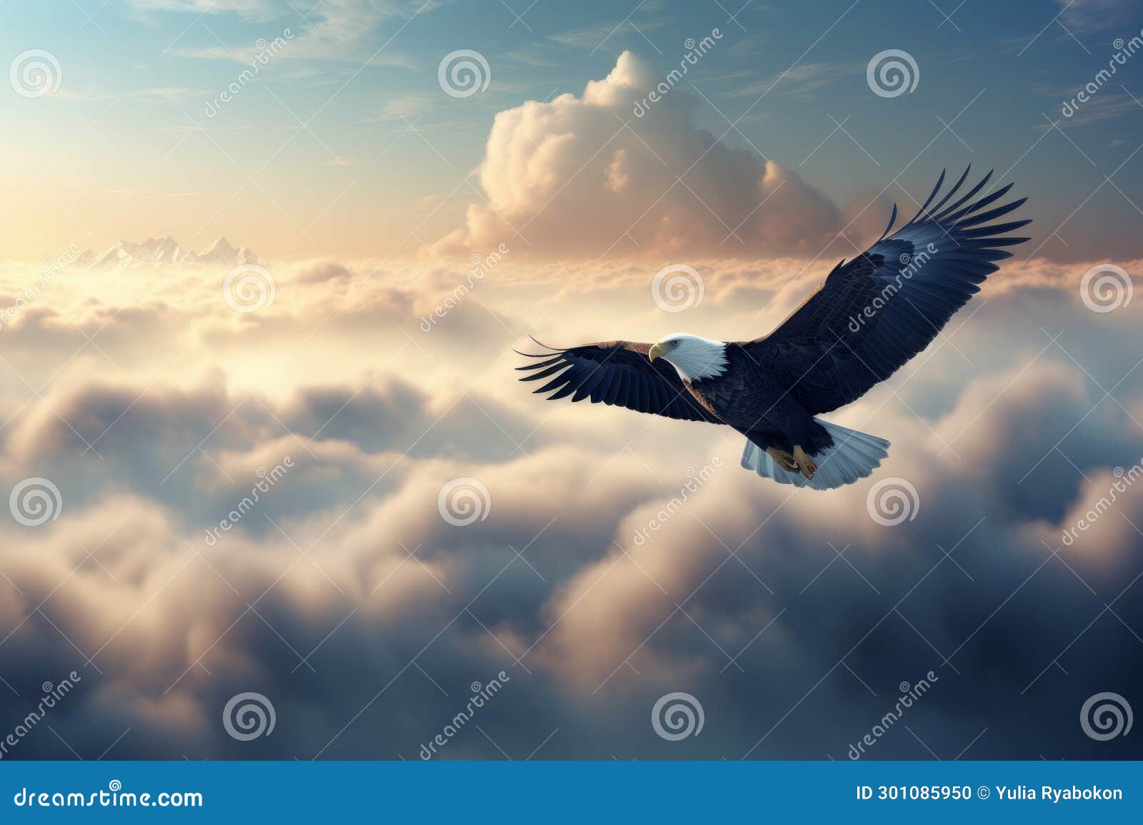 Eagle Flying Clouds. Generate AI Stock Illustration - Illustration of ...