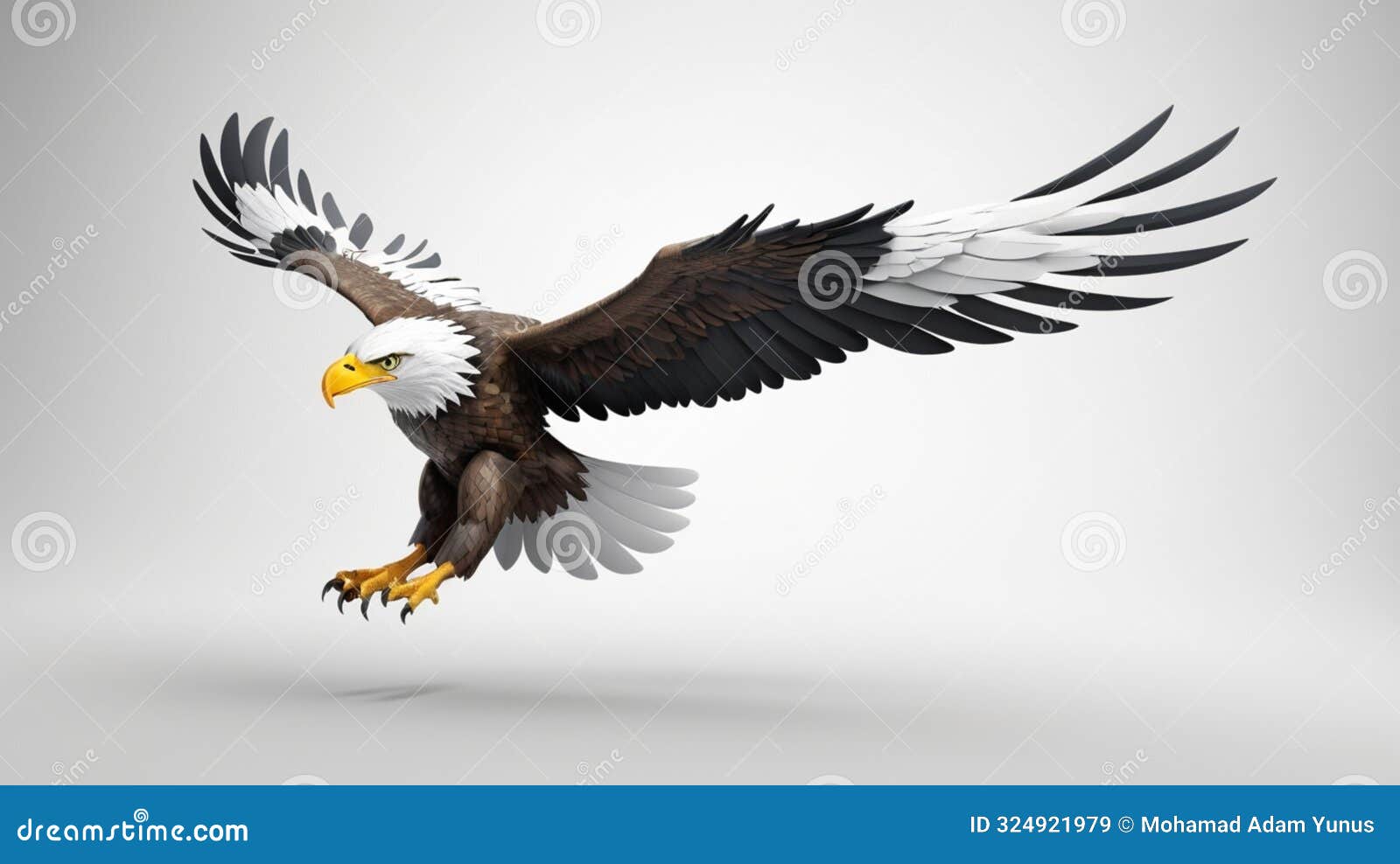 The Eagle is Flying, Flapping Its Wings Stock Illustration ...