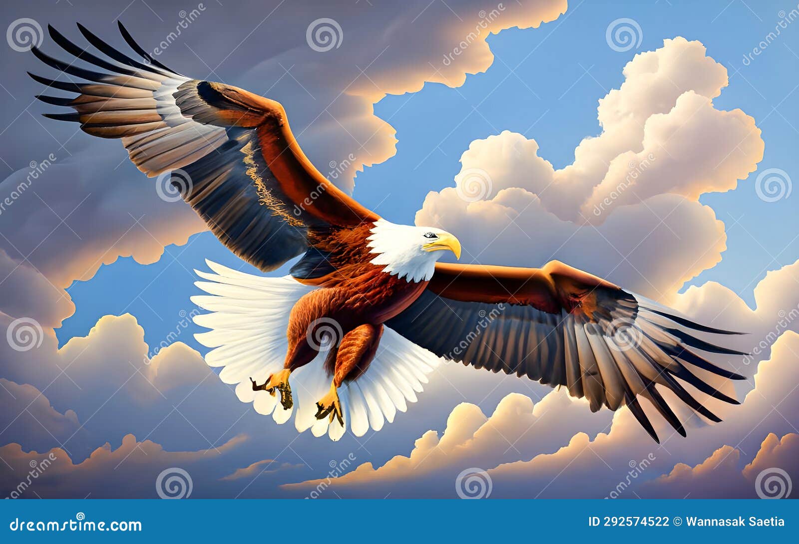 Eagle flying in the sky stock illustration. Illustration of outdoors ...
