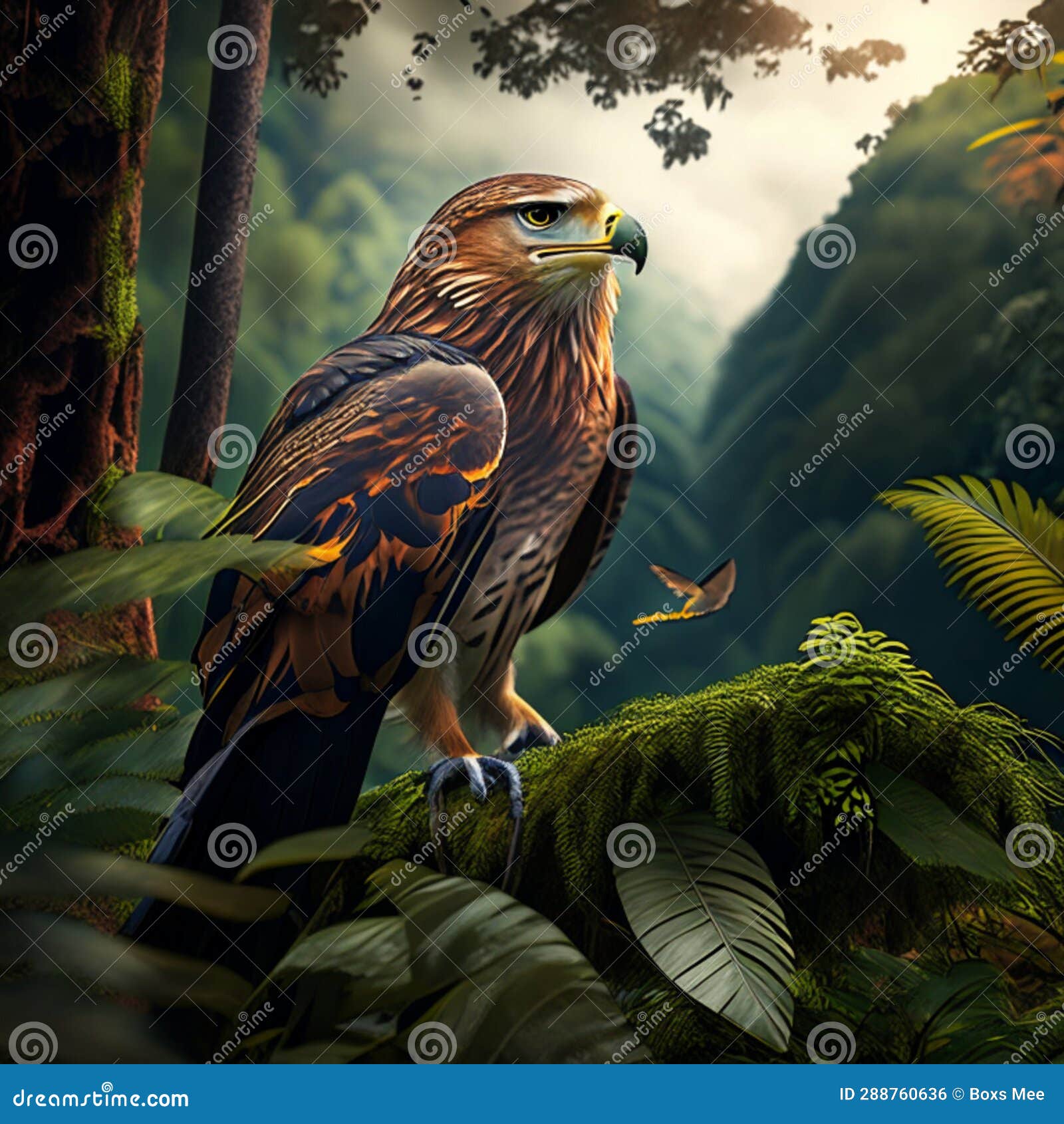 Eagle in the Forest. Wildlife Scene from Nature Stock Illustration ...