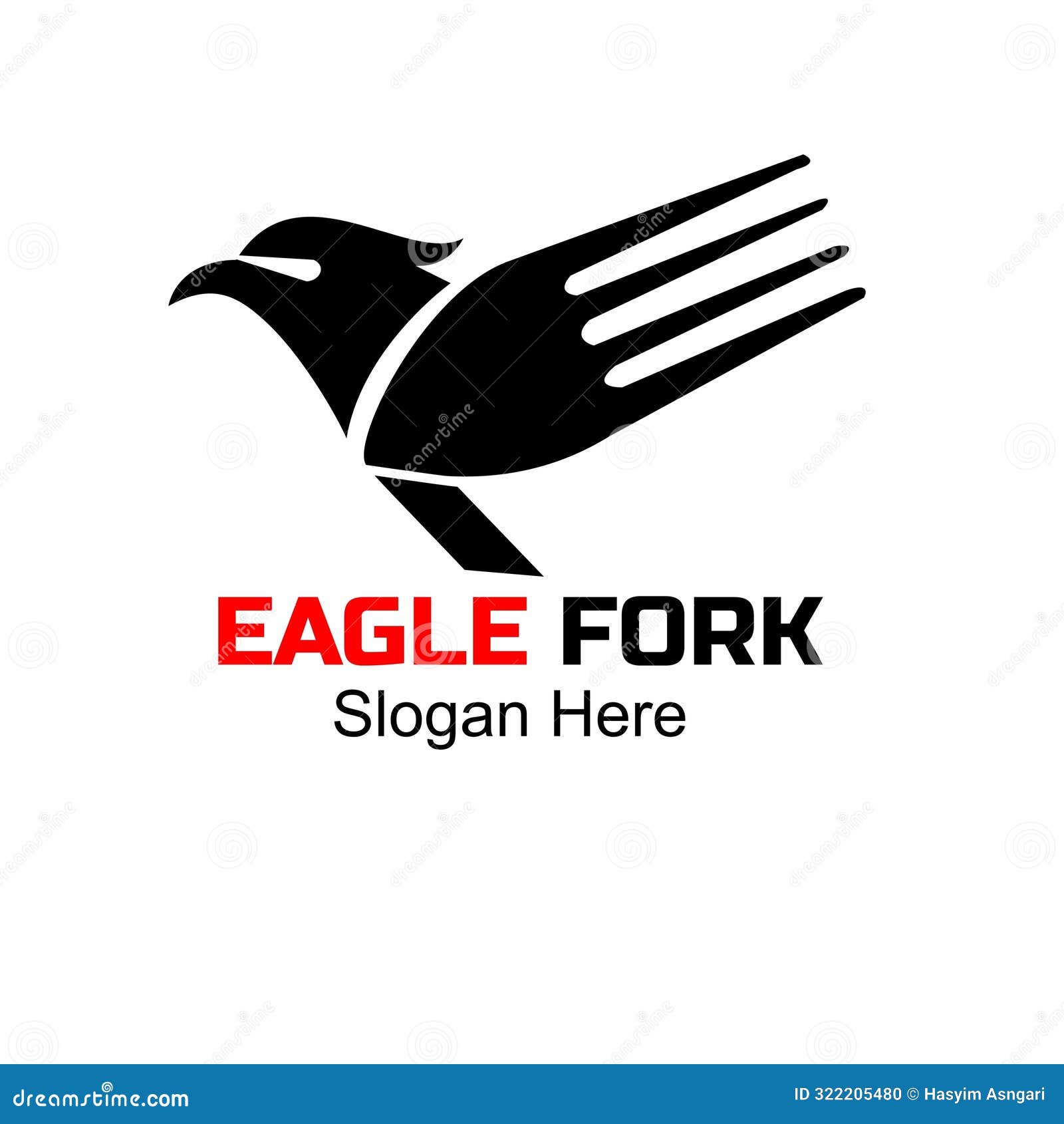 Eagle Fork Logo Design Concept Stock Vector - Illustration of flying ...