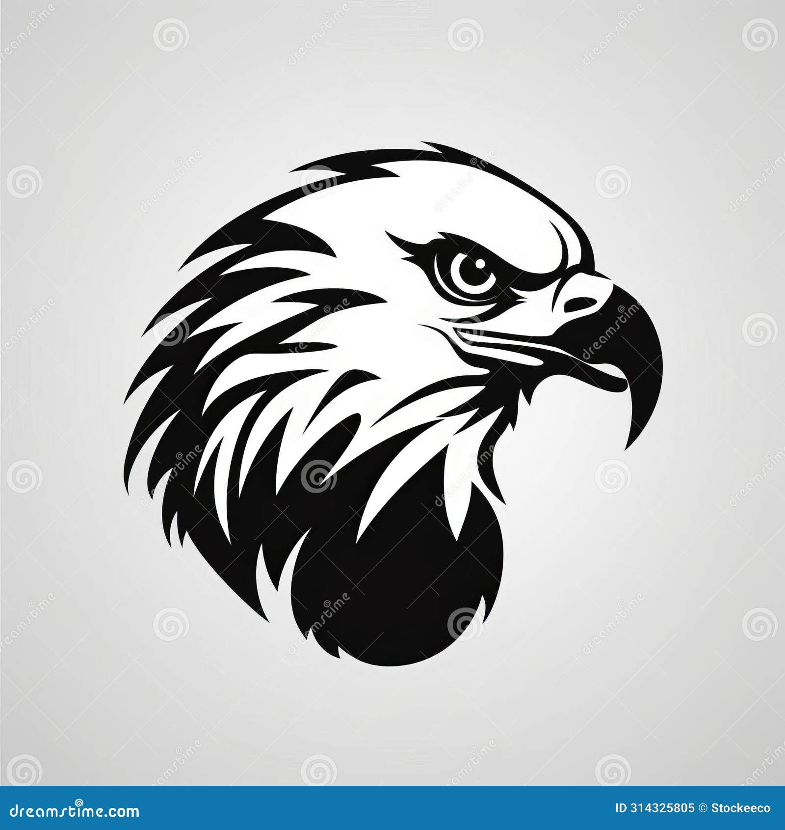 Eagle Front View Black White Silhouette Logo Minimal Design Stock ...