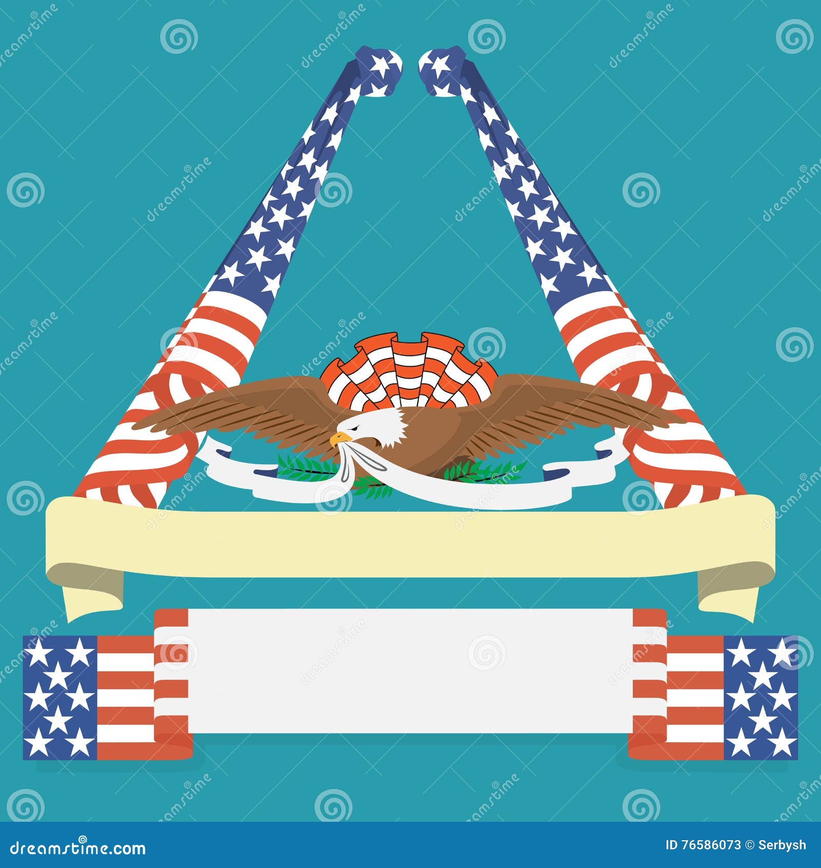 Eagle Grip a Ribbon with US Flag. Stock Vector - Illustration of emblem ...