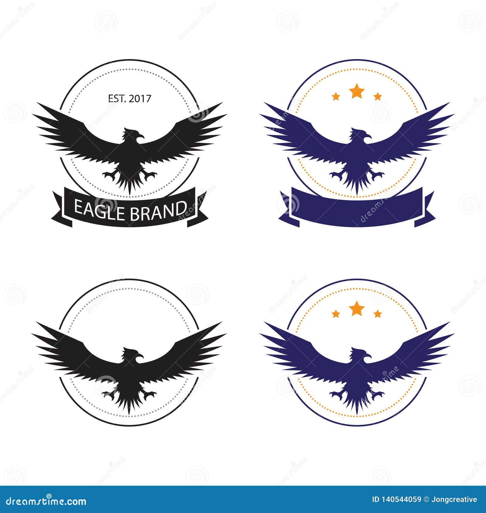 Eagle Hawk Falcon Bird with Circle and Ribbon Isolated Logo Stock ...