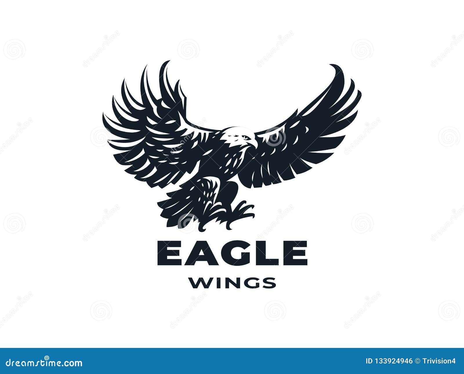 Eagle or Hawk with Outstretched Wings. Stock Vector - Illustration of ...