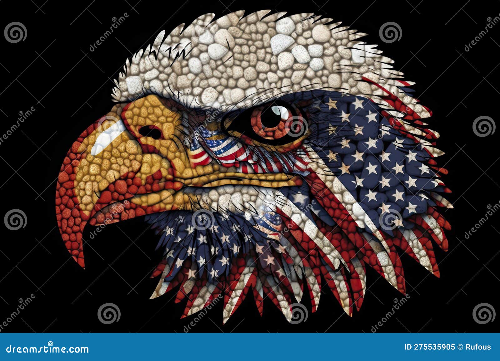 Eagle Head with American Flag Pattern Independence Day Veterans Day 4th ...