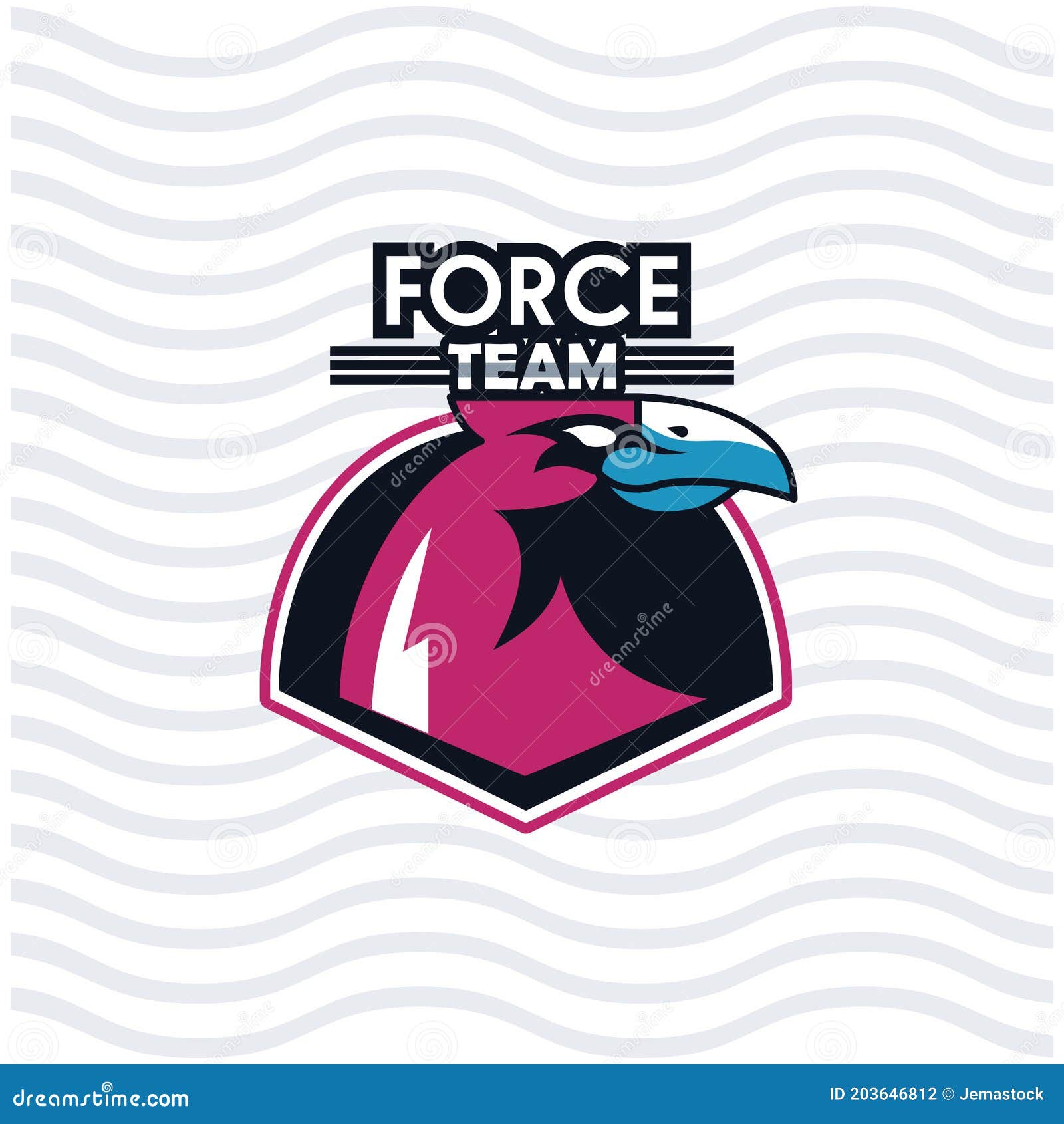 Eagle Head Animal Emblem Icon with Team Force Lettering Stock Vector ...