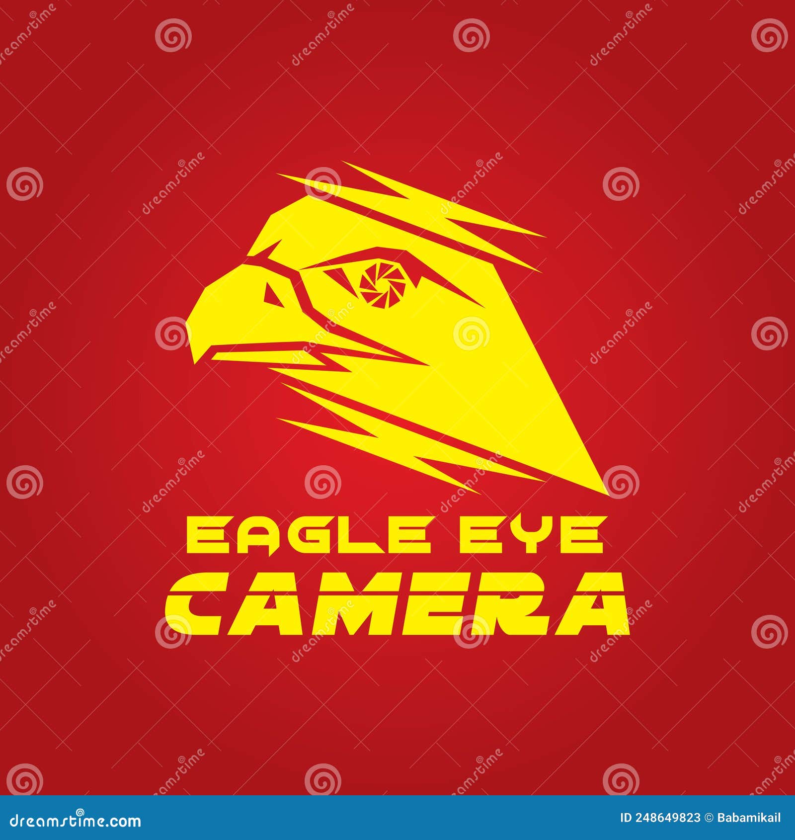 Camera Eye Logo Vector Illustration Design with Eagle Head Drawing ...