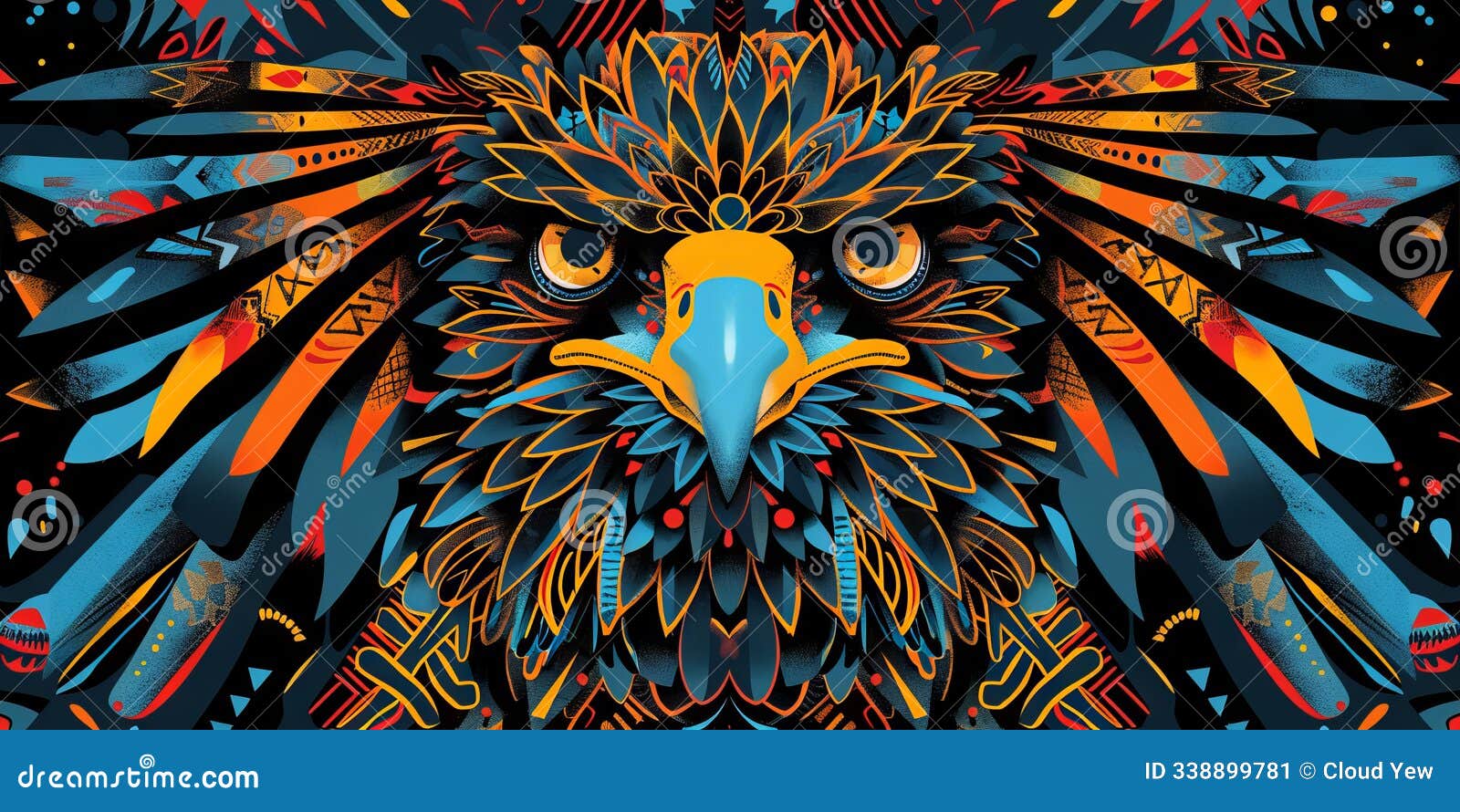Eagle Head in Conceptual Art with Vibrant Tribal Patterns. Stock ...