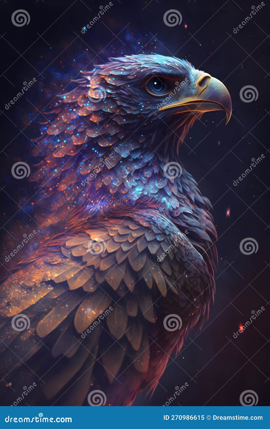 Eagle Head Connected To Galactic Nebula. an Eagle on a Black Background ...