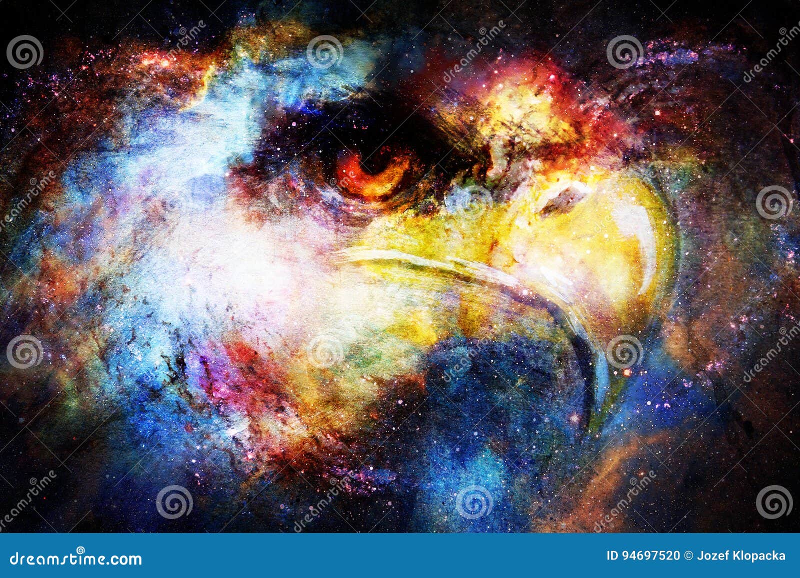 Eagle Head in Cosmic Space. Animal Concept. Profile Portrait. Stock ...