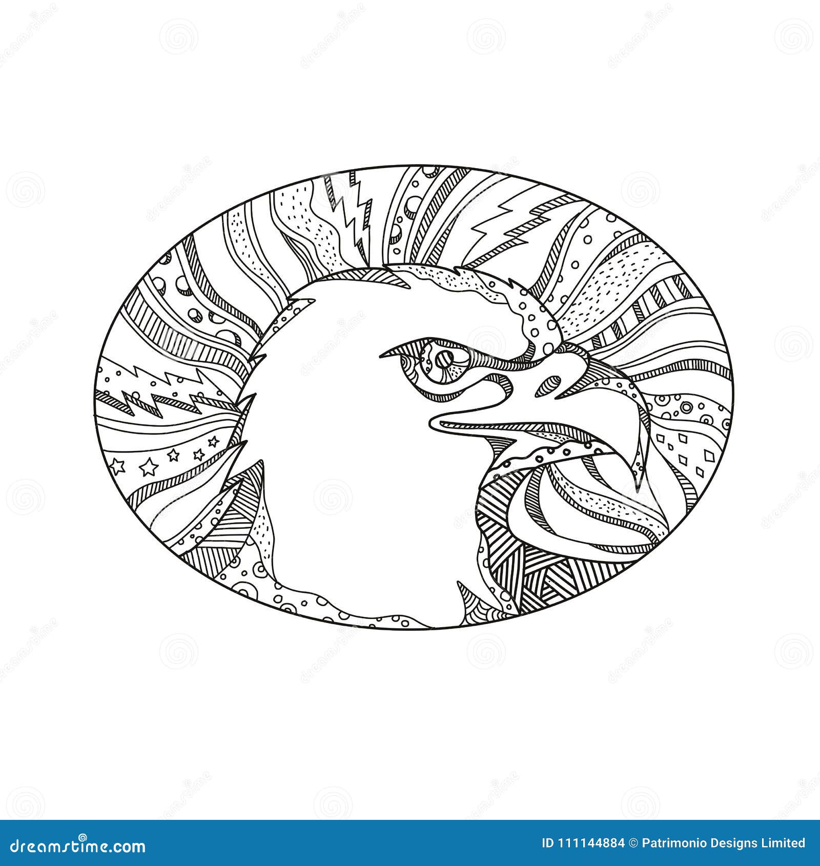 Eagle Head Doodle Art Calvo Ilustração Stock - Ilustração de preto ...