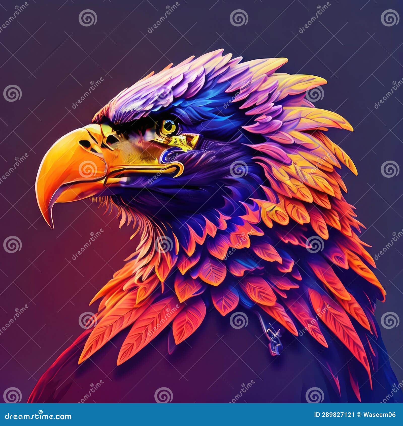 Eagle Head in the Form of a Tattoo. Digital Painting Stock Illustration ...
