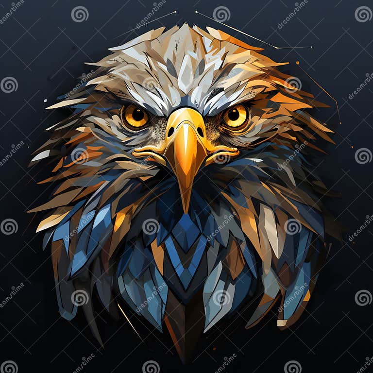 Eagle Head in Low Poly Style on Dark Background. Vector Illustration ...