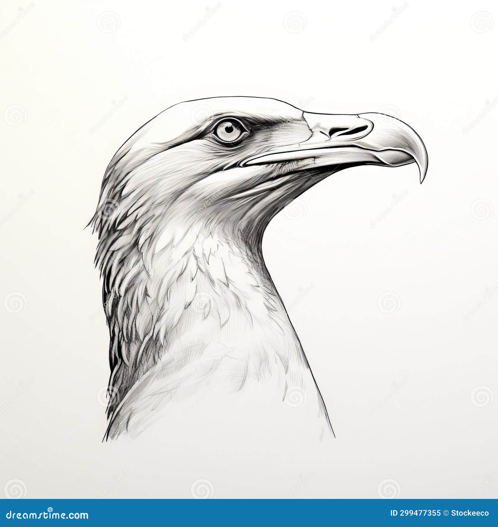 Eagle Head Pencil Sketch Vector Illustration in Detailed Hyperrealism ...