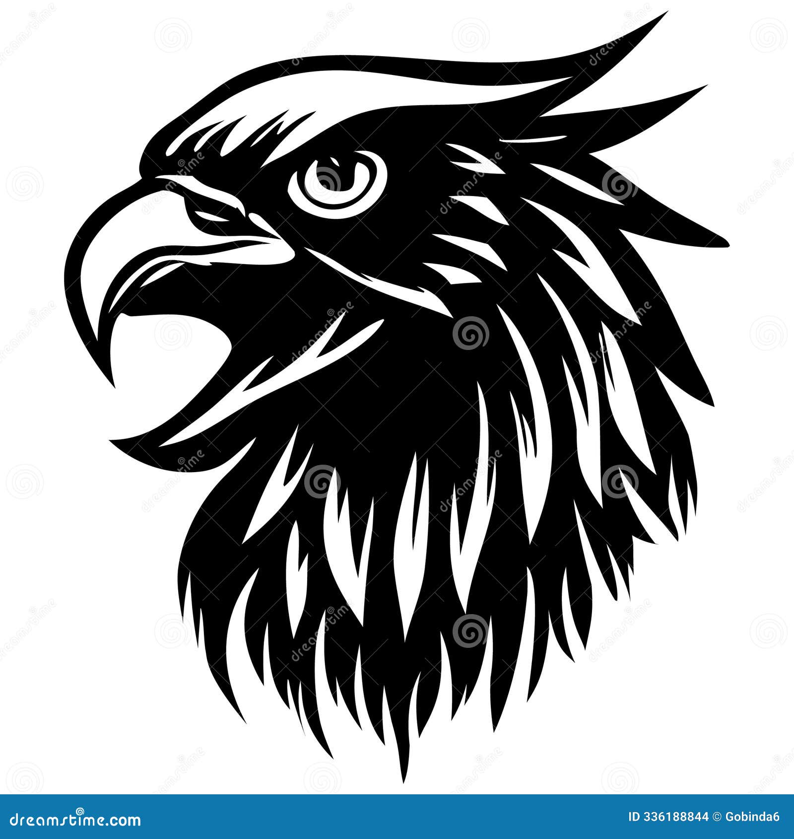 Eagle Head Vector Silhouette, Concept Art Design, Eagle Side View ...