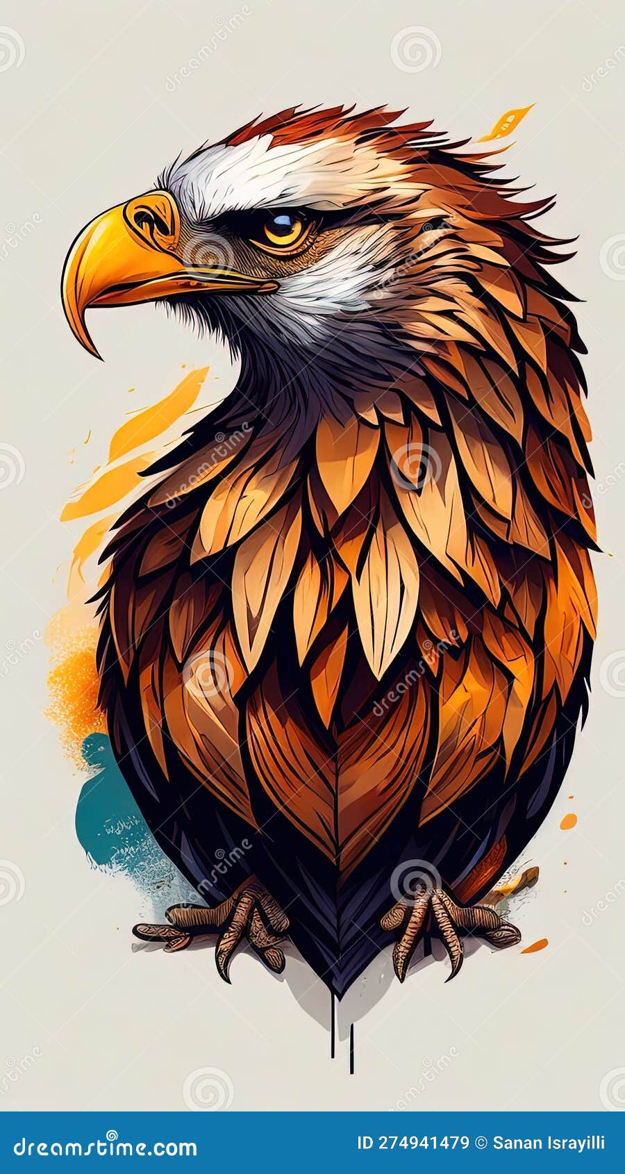 Eagle Head with Yellow Feathers. Vector Illustration of an Eagle Stock ...