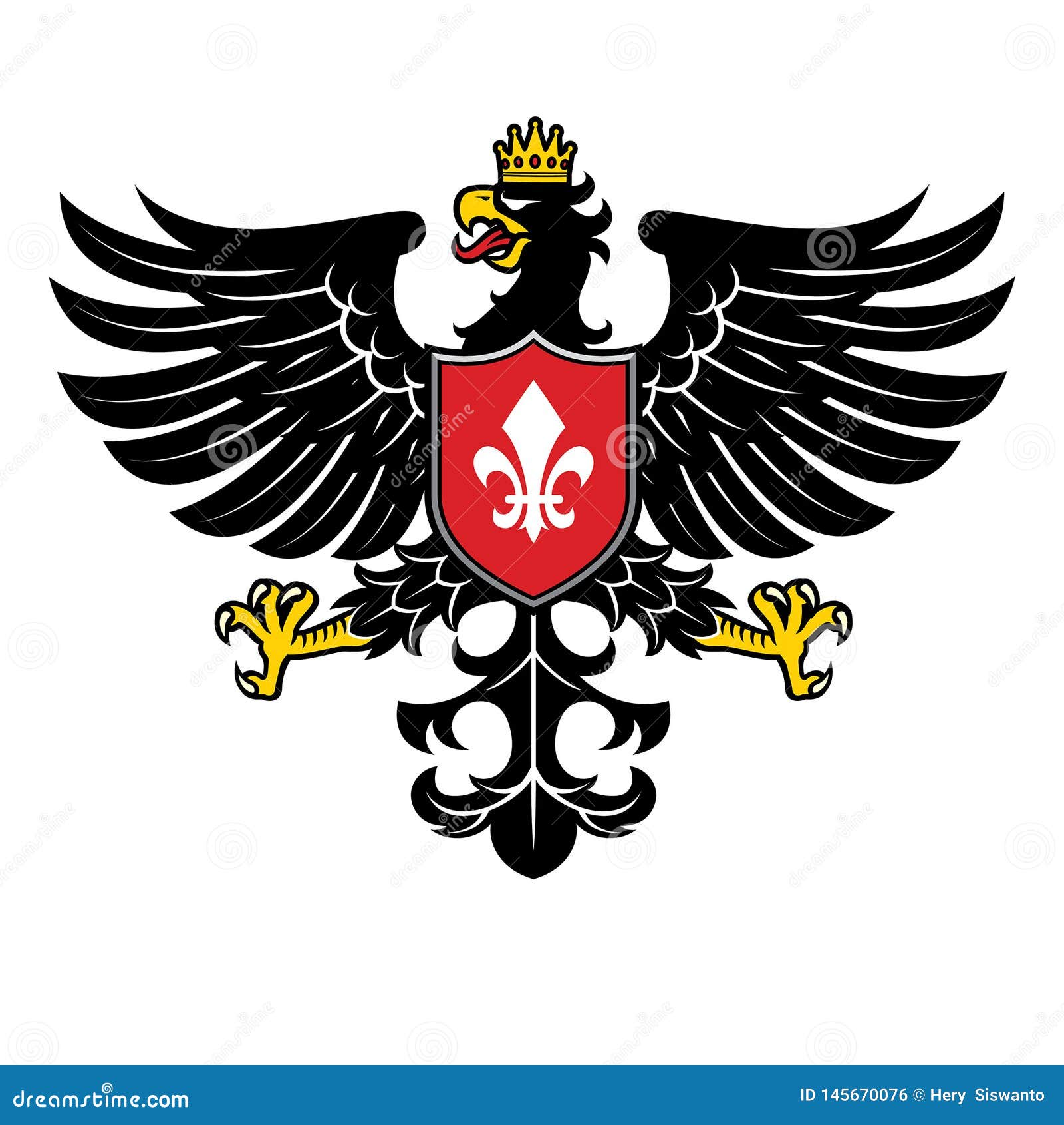 Eagle Heraldic Style with Crown Stock Vector - Illustration of coat ...