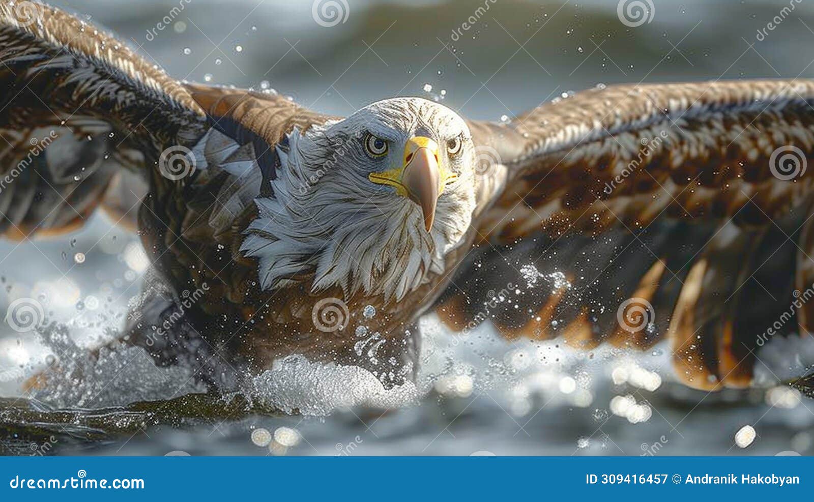 Eagle hunting over sea stock image. Image of animal - 309416457