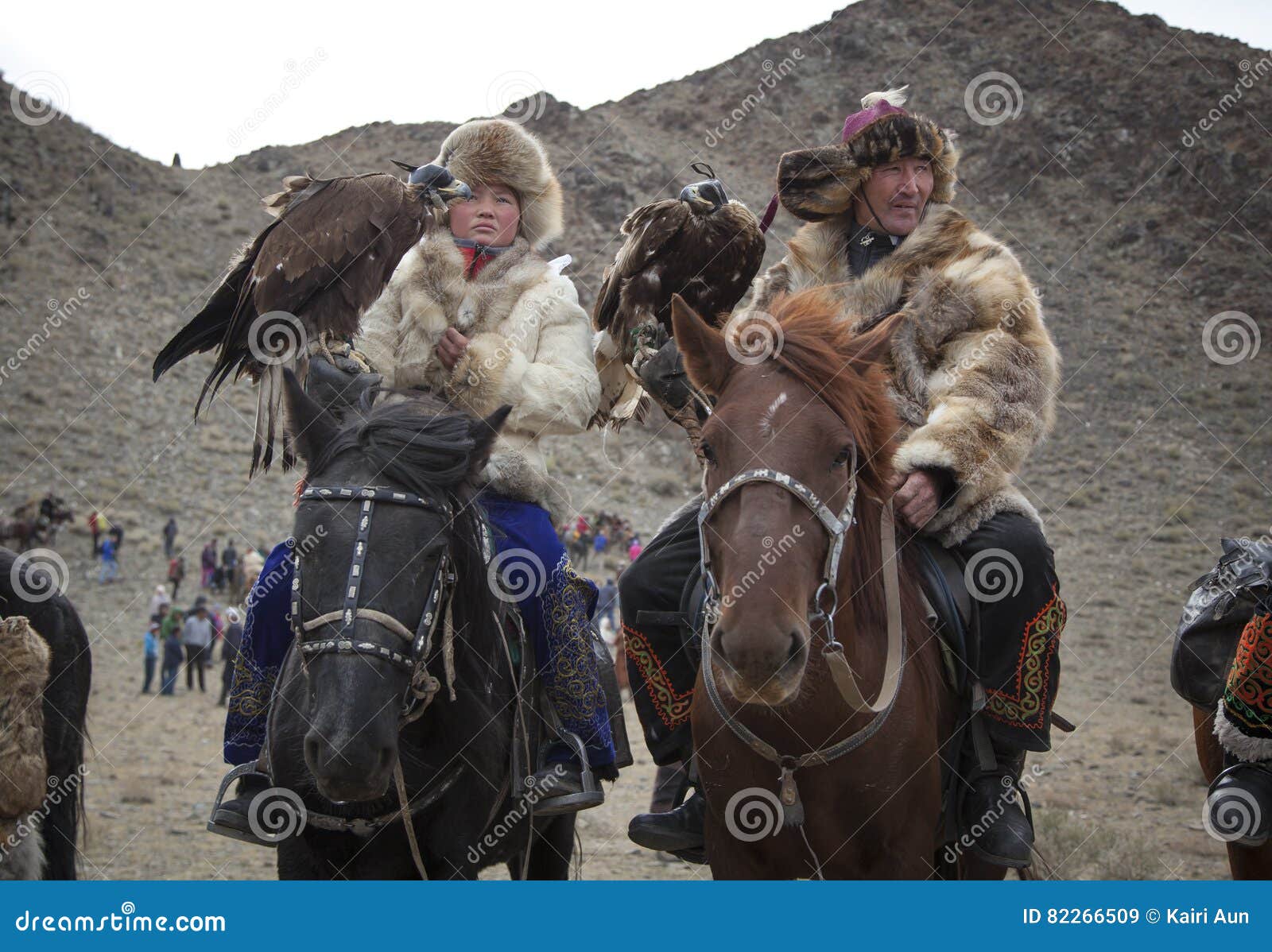 Eagle Huntress with Her Altai Golden Eagle Editorial Stock Image ...