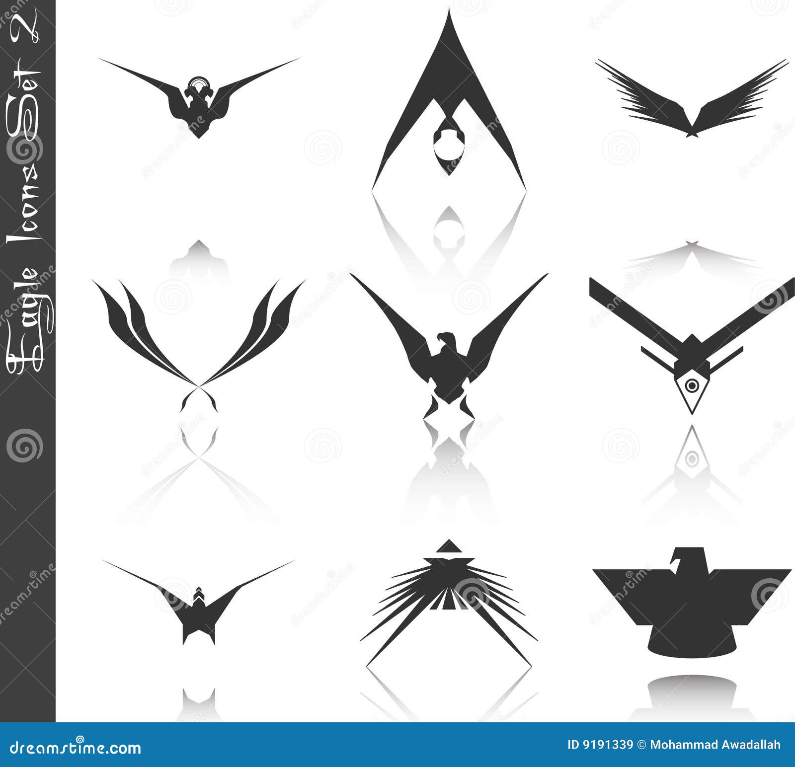 Eagle Icons Set 2 stock vector. Illustration of black - 9191339