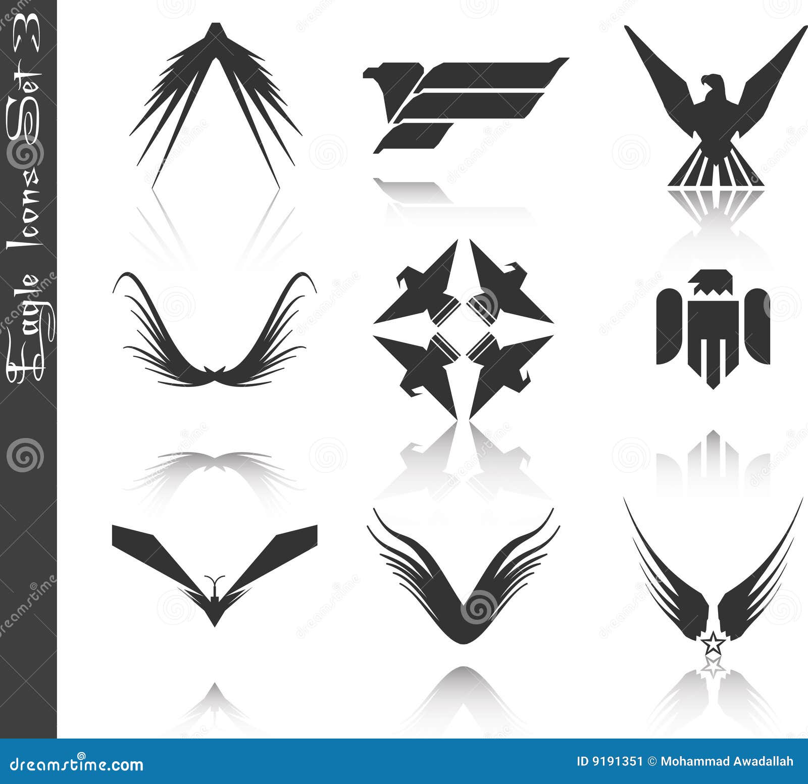 Eagle Icons Set 3 stock vector. Illustration of patriotic - 9191351