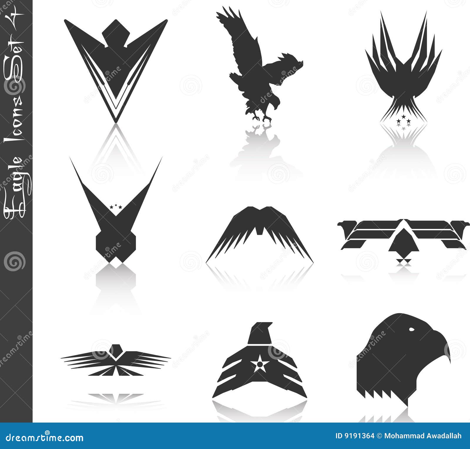 Eagle Icons Set 4 stock vector. Illustration of black - 9191364