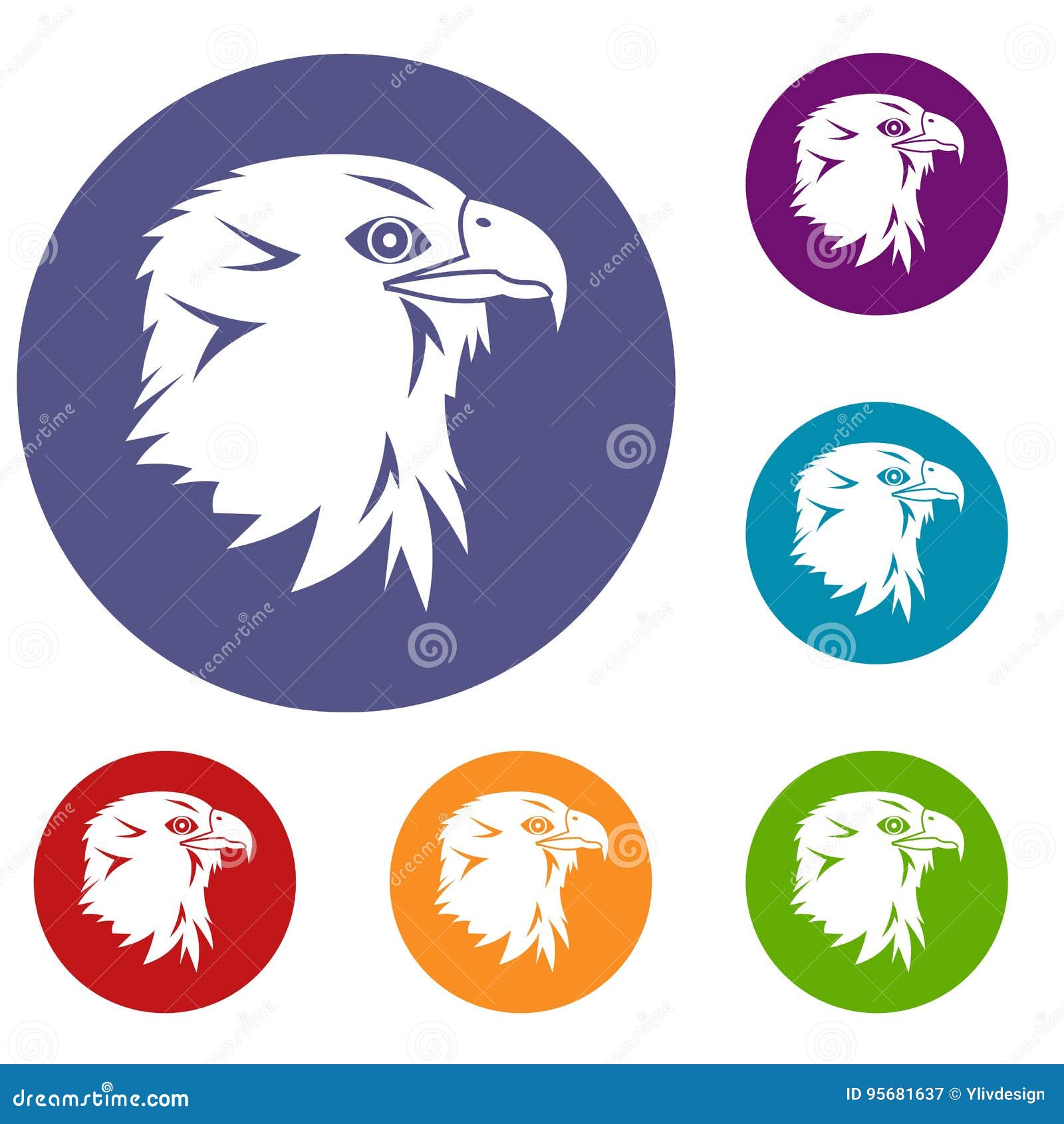 Eagle icons set stock vector. Illustration of flat, predator - 95681637