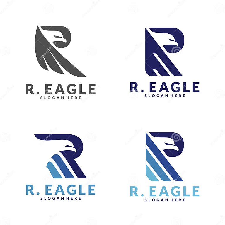 Set of Eagle with Initial R Logo Vector Stock Vector - Illustration of ...