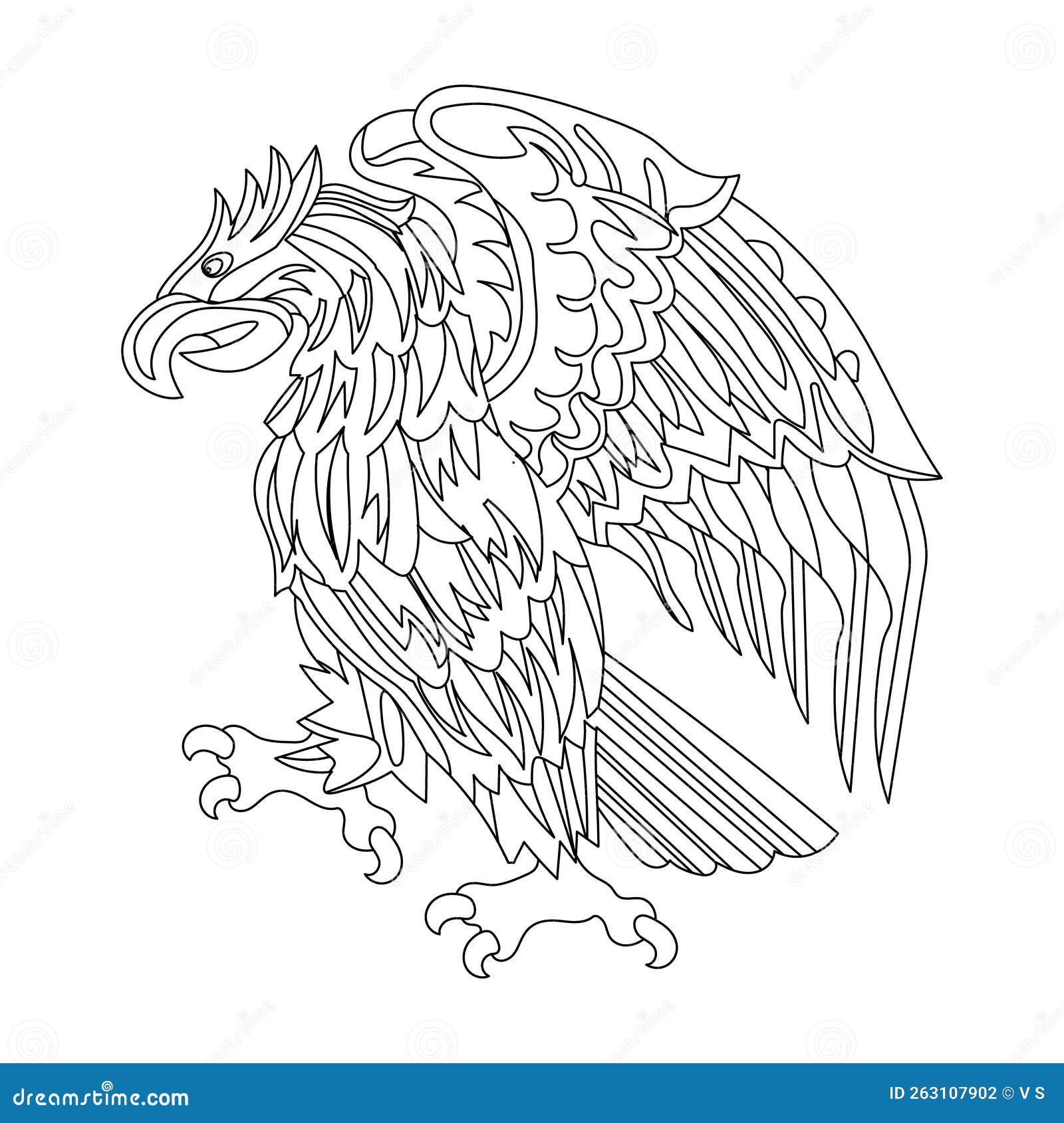 Eagle Line Drawing, Sketch. Illustration For Coloring Vector ...