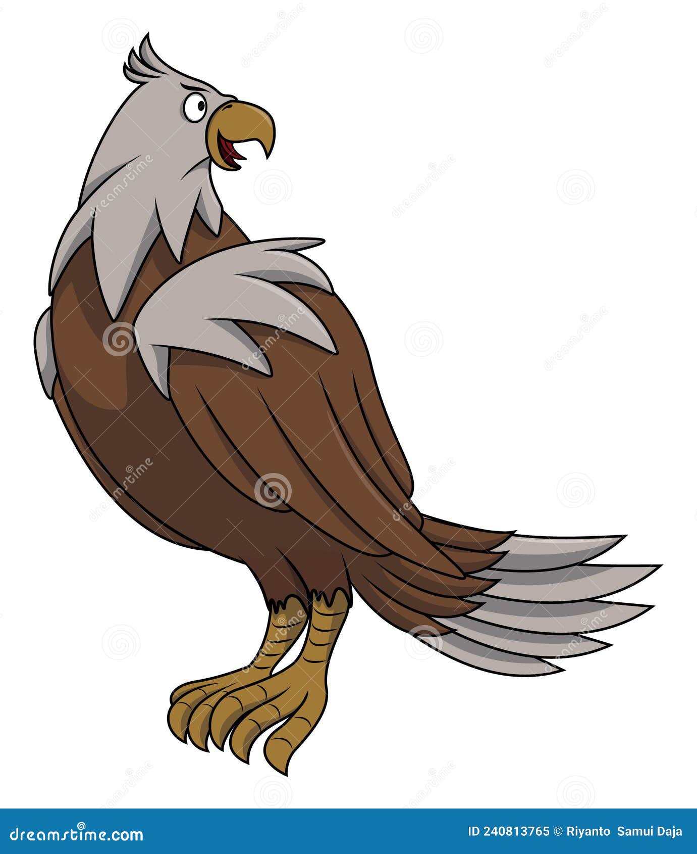 Eagle Looking Backward Color Illustration Stock Vector - Illustration ...