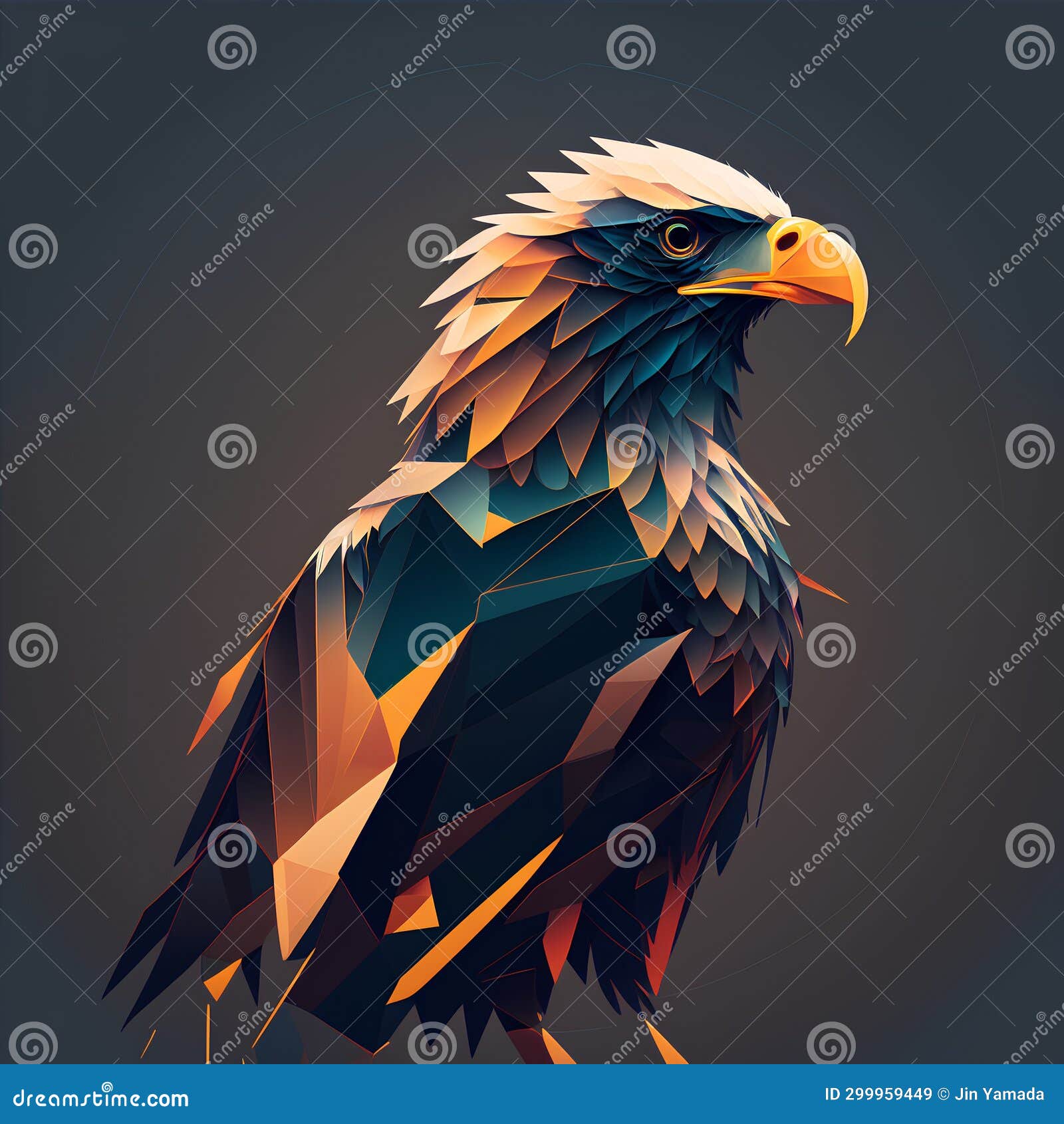 Eagle in Low Poly Style on Dark Background. Vector Illustration Stock ...